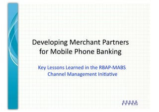 RRT 2010 - Branchless Banking | PPT