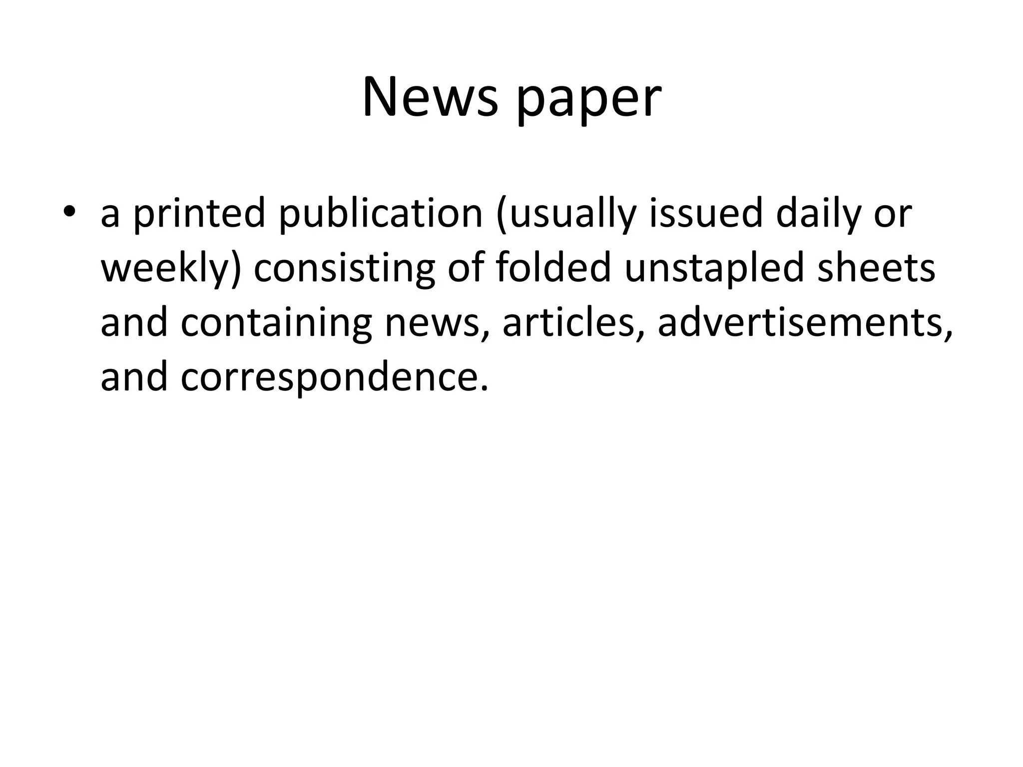 Print Media, Types of Print media, history and Importance | PDF