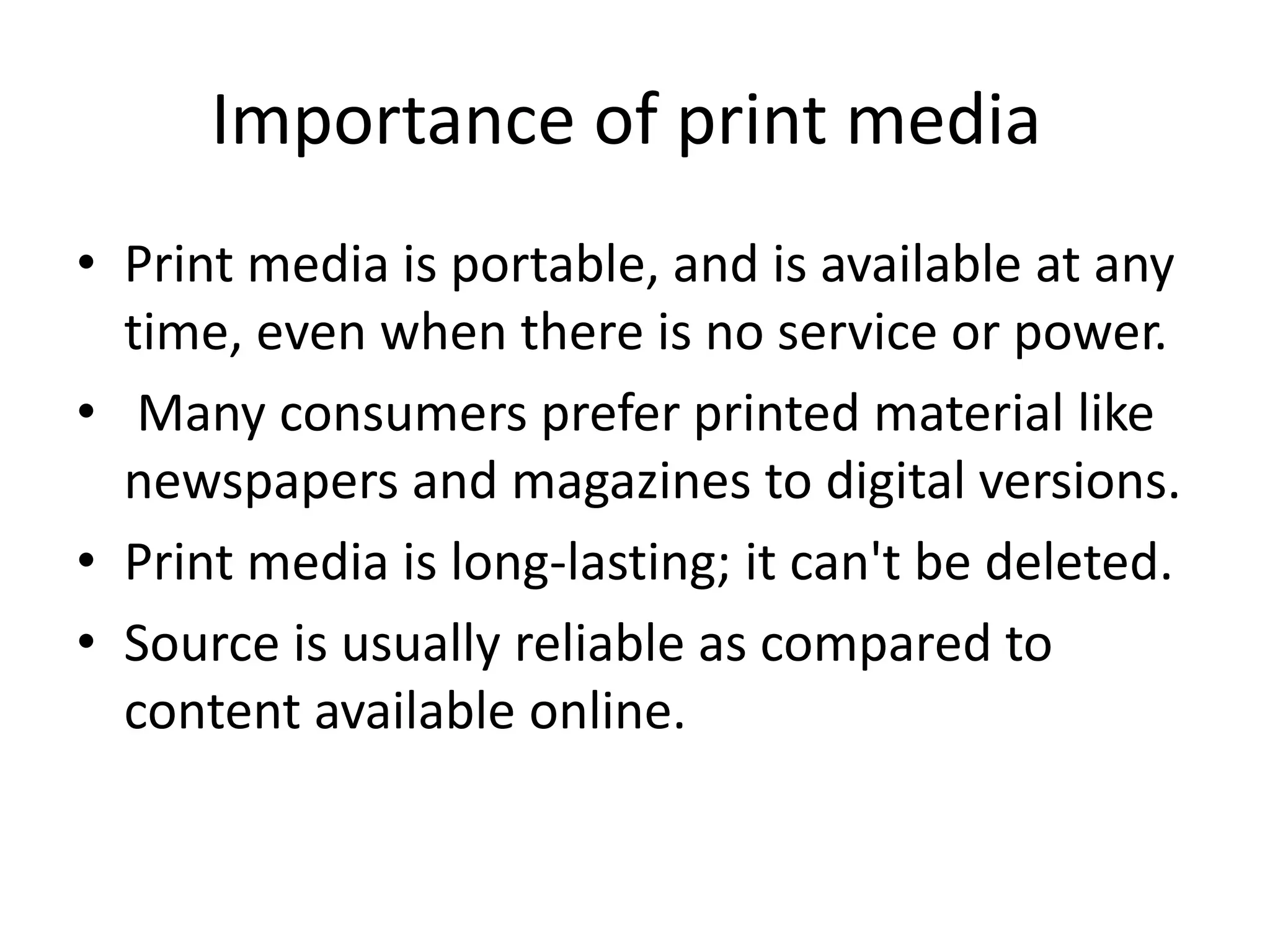 Print Media, Types of Print media, history and Importance | PDF