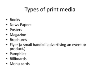 Print Media, Types of Print media, history and Importance | PDF