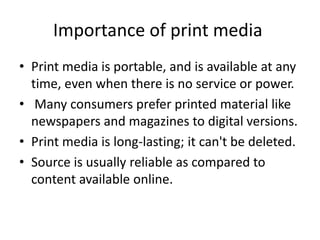 Print Media, Types of Print media, history and Importance | PDF