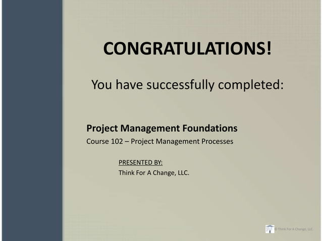 Project Management Foundations Series Course 102 - Project Management ...
