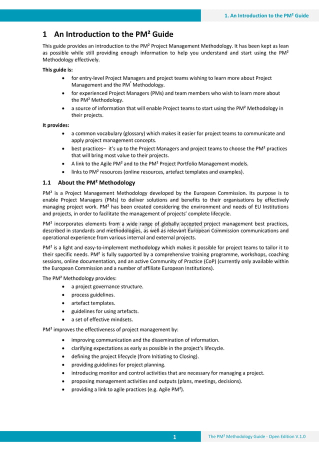 Pm2 project managment methodology guide | PDF