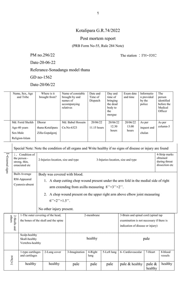 PM (302..).docx | Injuries | Diseases and Conditions