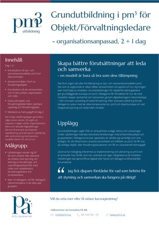 Grundutbildning pm3_objektledare_förvaltningsledare_2023 | PDF