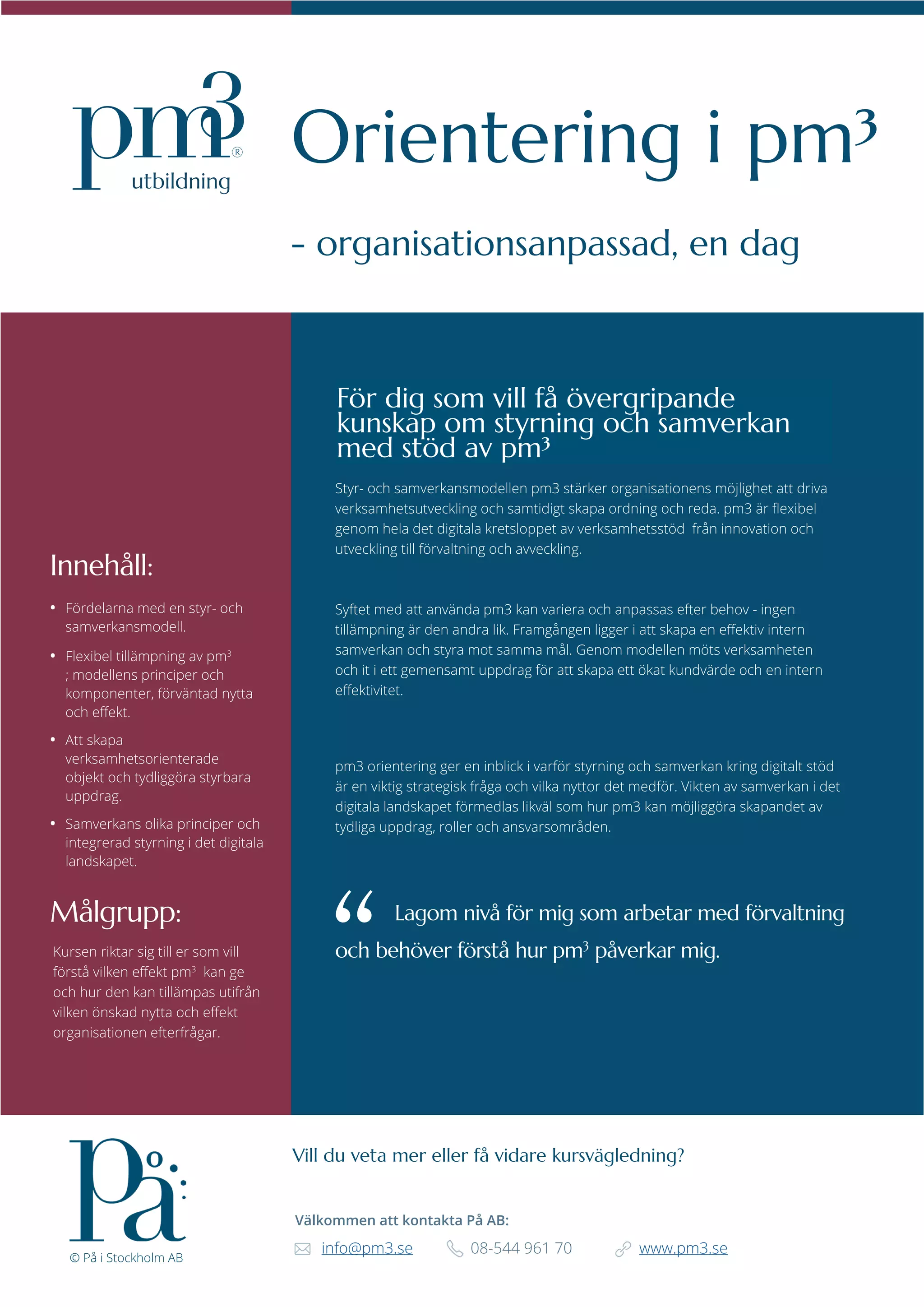 Orientering i pm3_organisationsanpassad 2023 | PDF