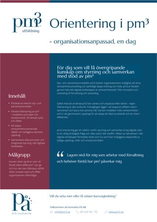 Orientering i pm3_organisationsanpassad 2023 | PDF