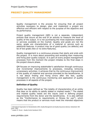Pm4 dev project_quality_management | PDF