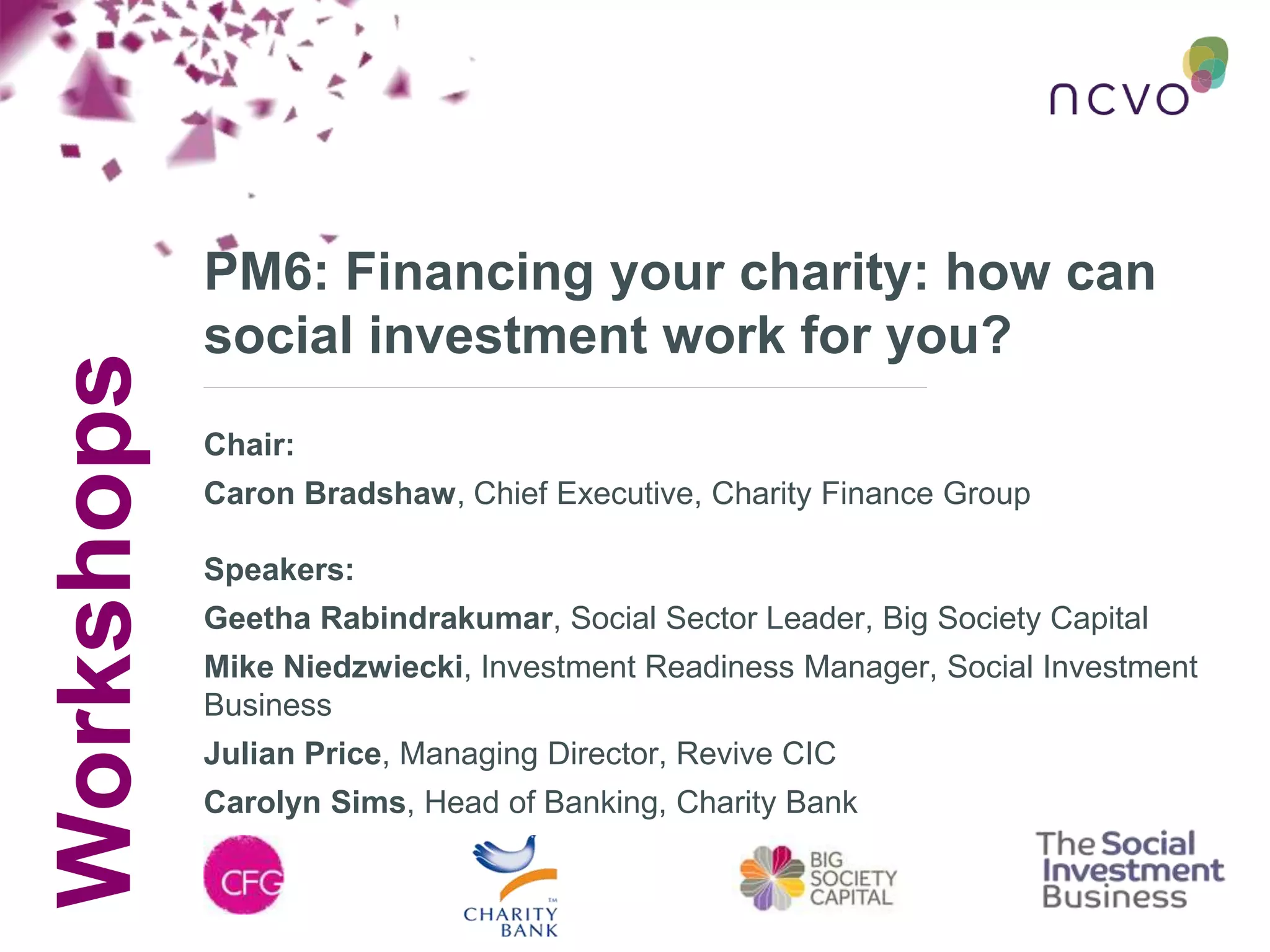 Financing your charity: how can social investment work for you? | PPTX ...