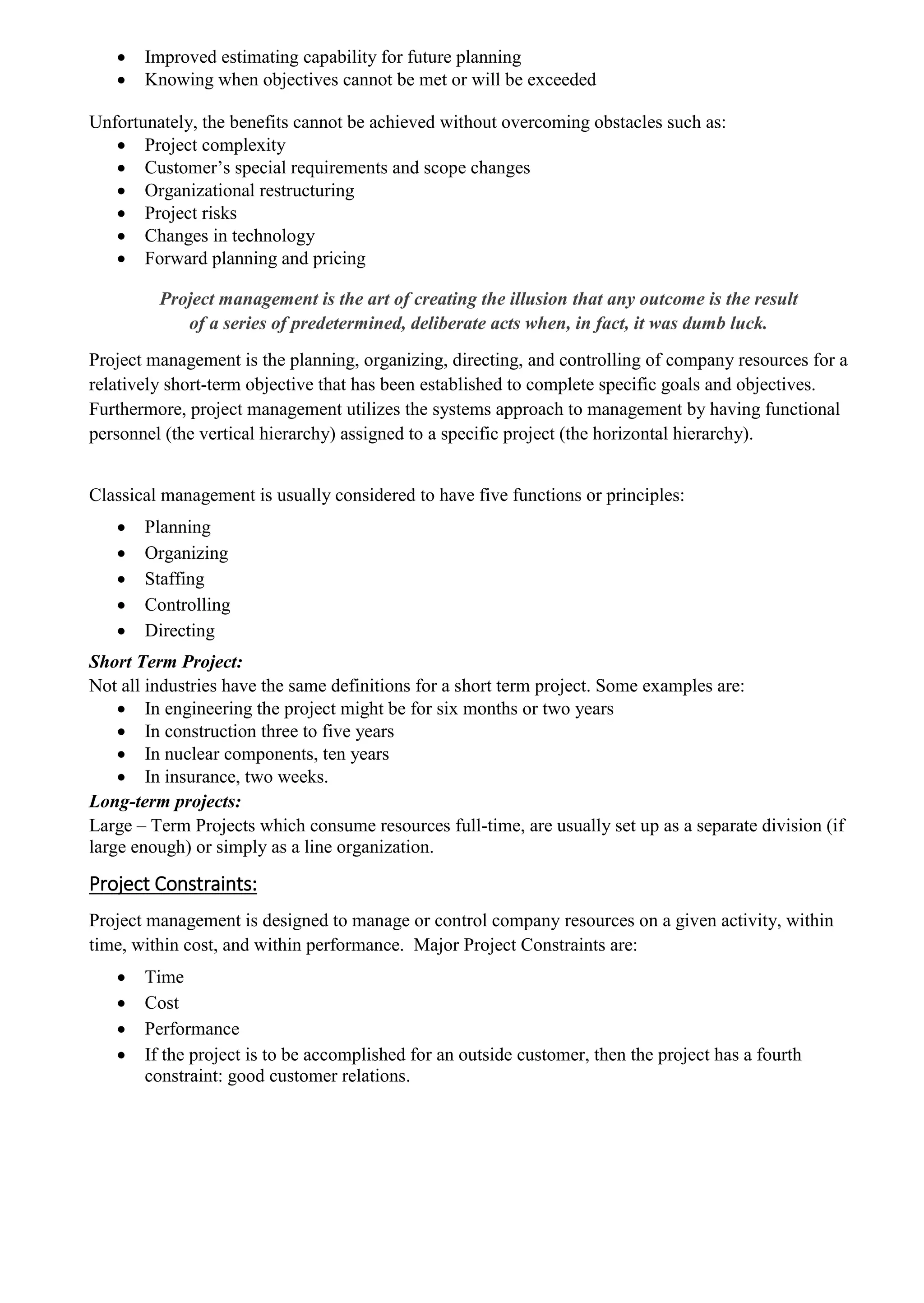 Project Management Lecture 1 Pdf