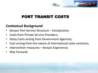 Port Transit (ship and cargo ) Costs | PPTX