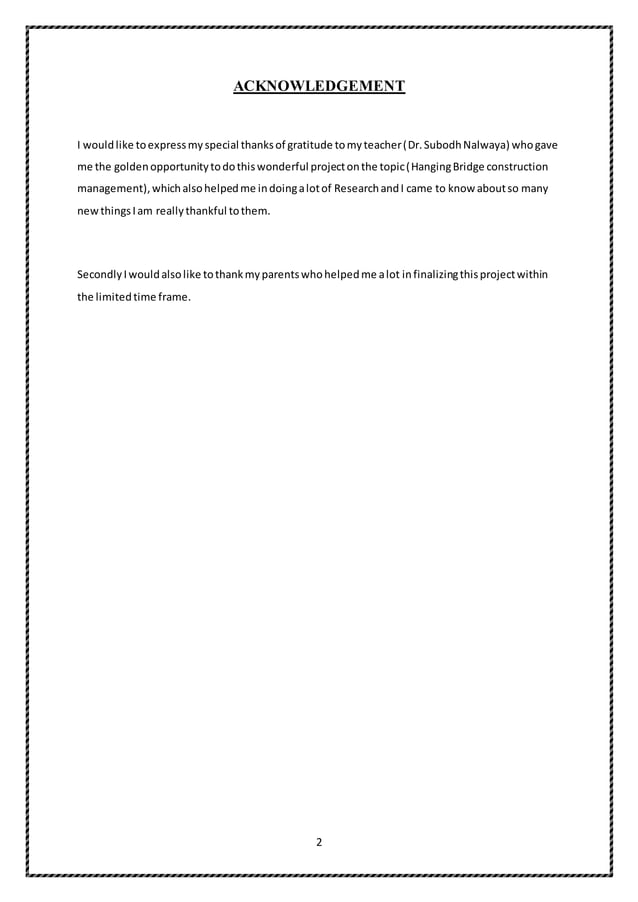 PROJECT MANAGEMENT - ASSIGNMENT ON BRIDGE CONSTRUCTION PLAYS A ROLE OF ...