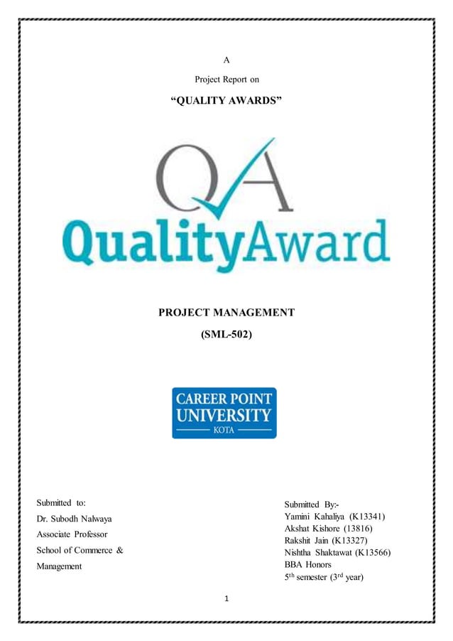 QUALITY AWARD ASSIGNMENT | DOCX