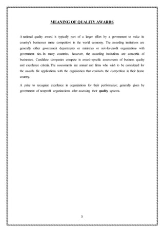 QUALITY AWARD ASSIGNMENT | DOCX