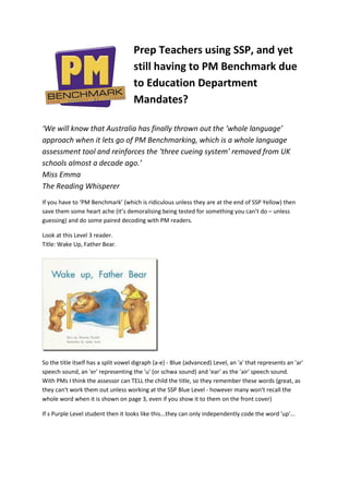 PM Benchmarking is a Whole Language Based Reading Assessment Ttool ...