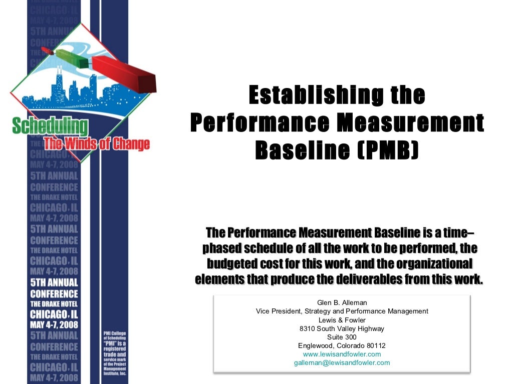 Establishing the Performance Measurement Baseline Establishing the Performance Measurement Baseline