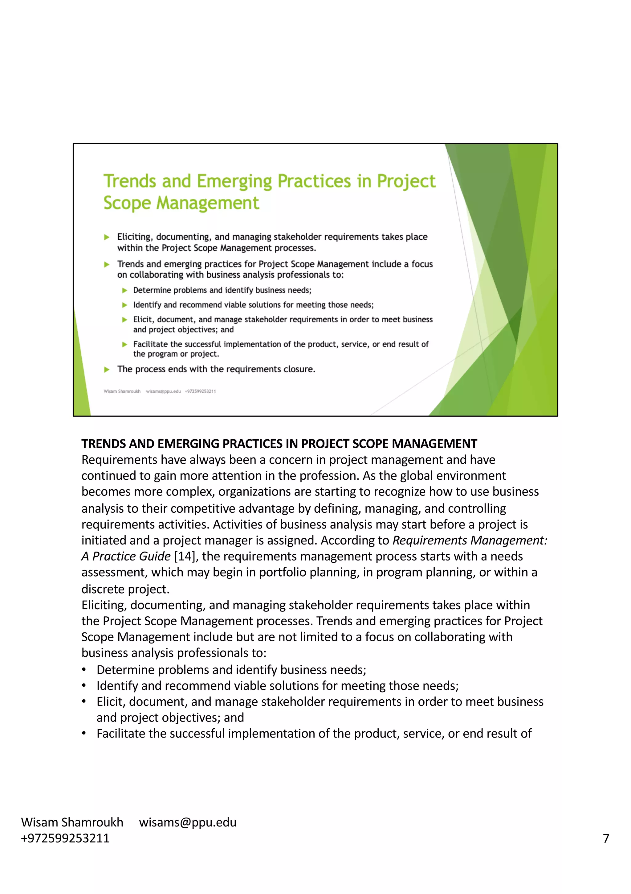 Pmbok 05 project scope management | PDF