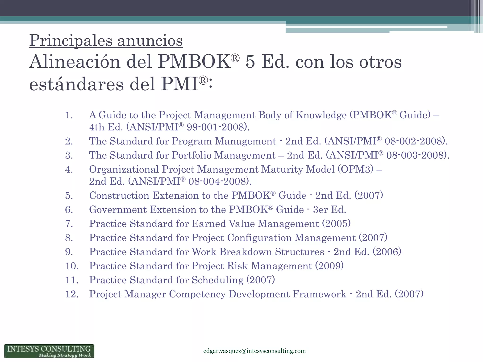 PMBOK 4 & PMBOK 5: Cuáles son los cambios, Cuáles son las mejoras ...