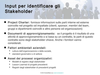 Pmbok 5 gestione degli stakeholder | PPT