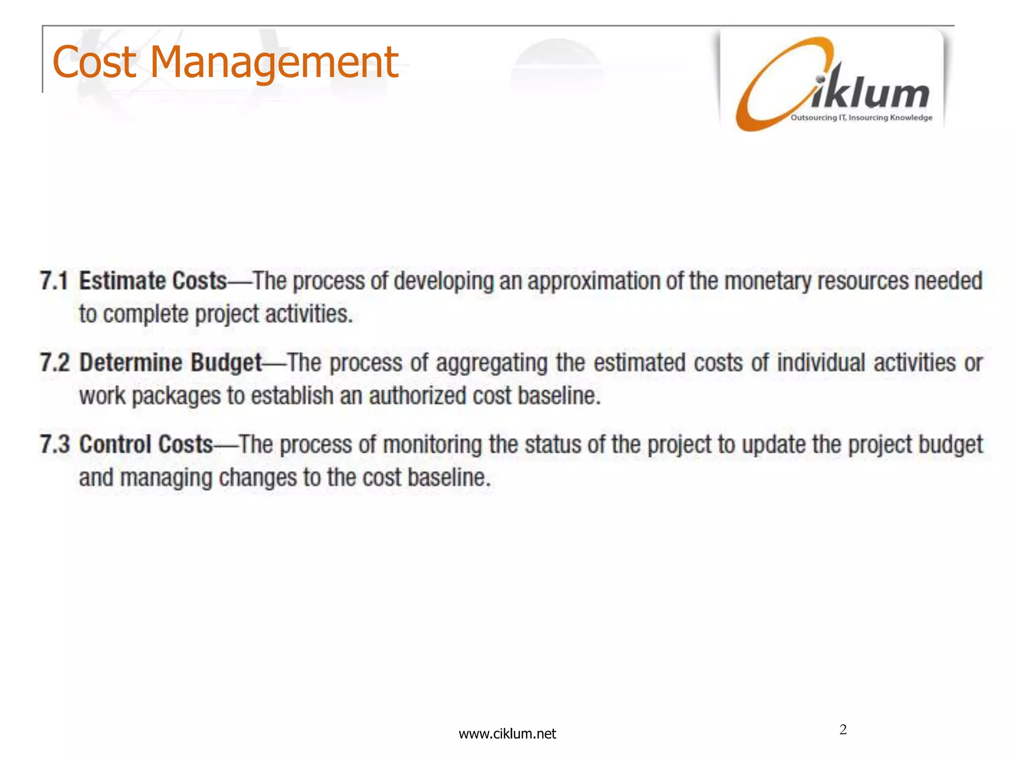 PMBoK, discussion #5: Project Cost Management | PPTX | Business ...