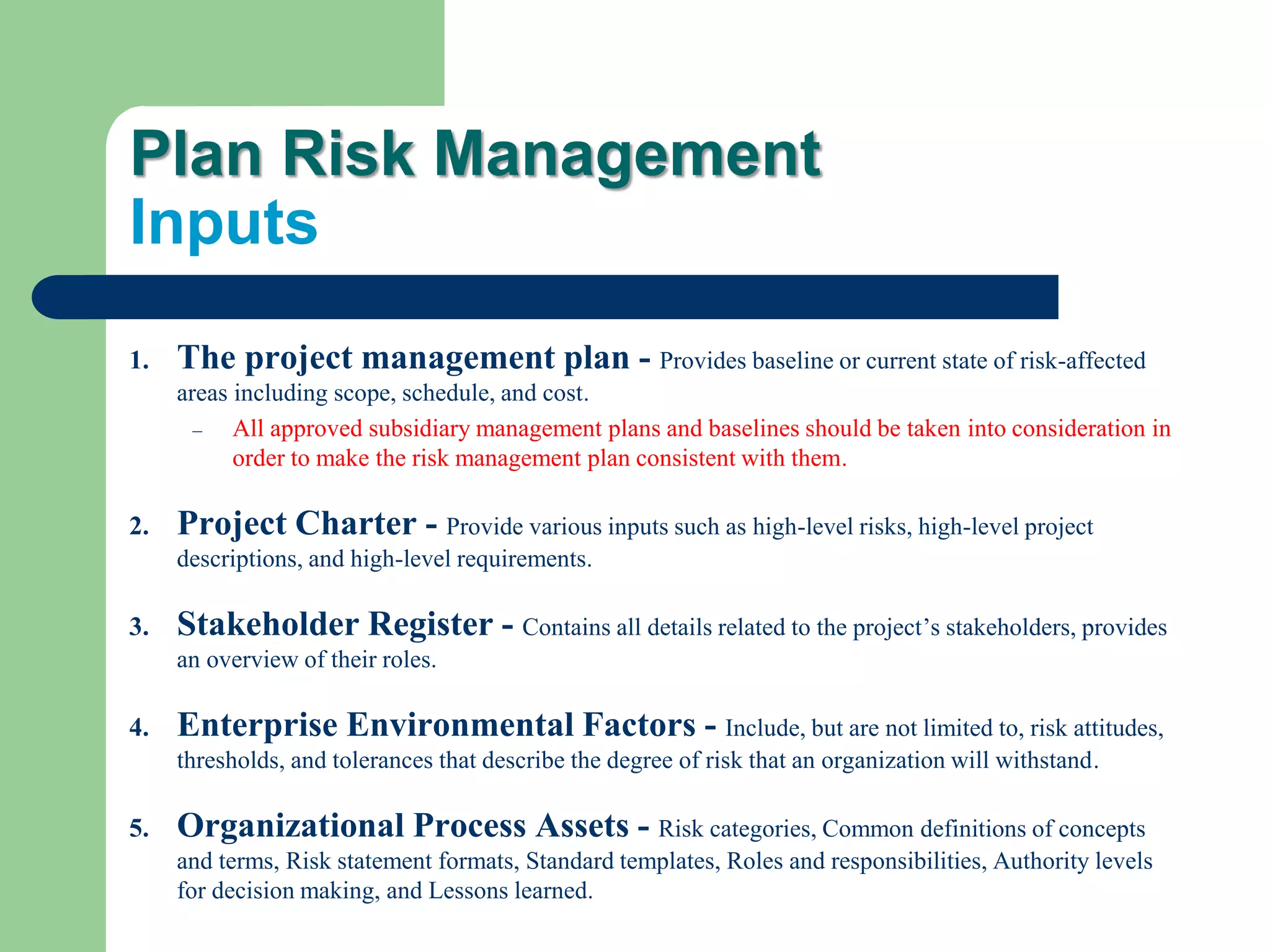Pmbok 5th planning process group part four _ Project Risk Management | PDF