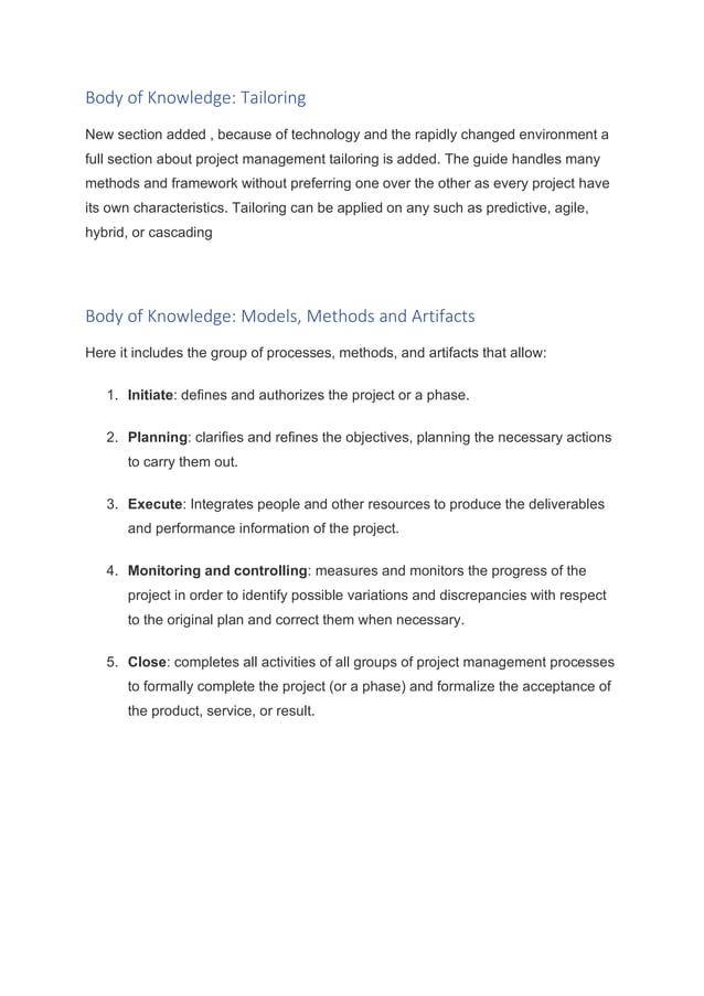 PMBOK GUIDE 7th Summary | PDF