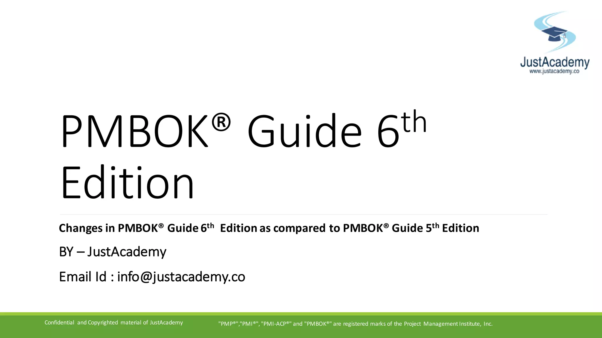 Overview of changes in PMBOK® Guide 6th Edition as compared to PMBOK® Guide 5th Edition | PDF ...