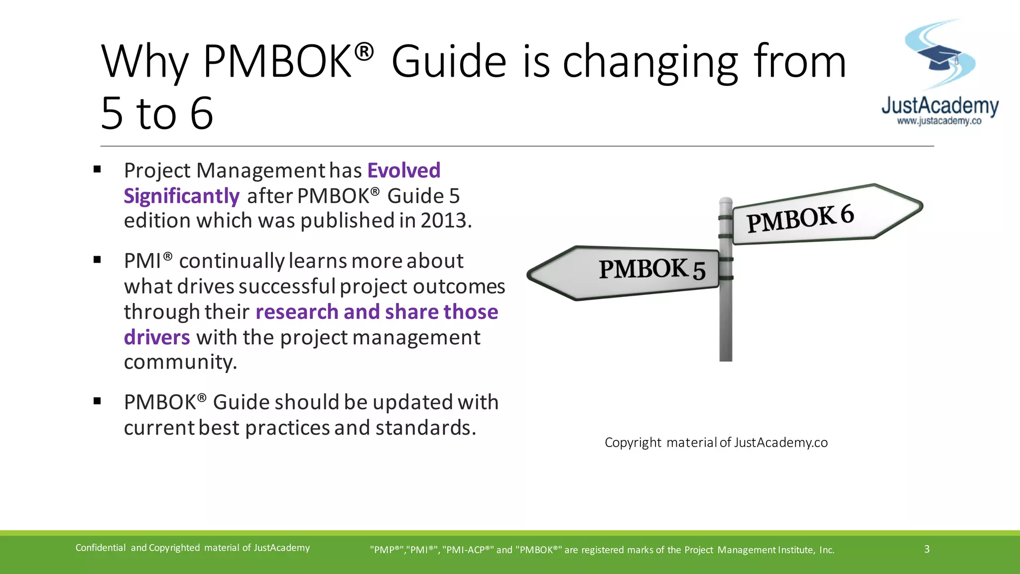 Overview of changes in PMBOK® Guide 6th Edition as compared to PMBOK® Guide 5th Edition | PDF ...