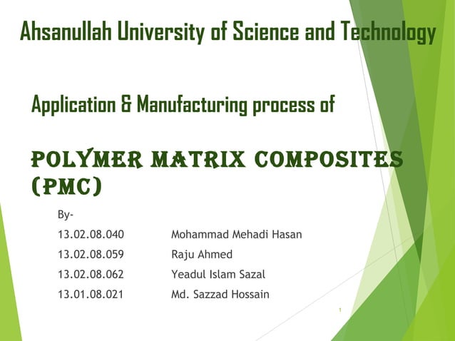 Polymer Matrix Composites (PMC) Manufacturing and application | PPT