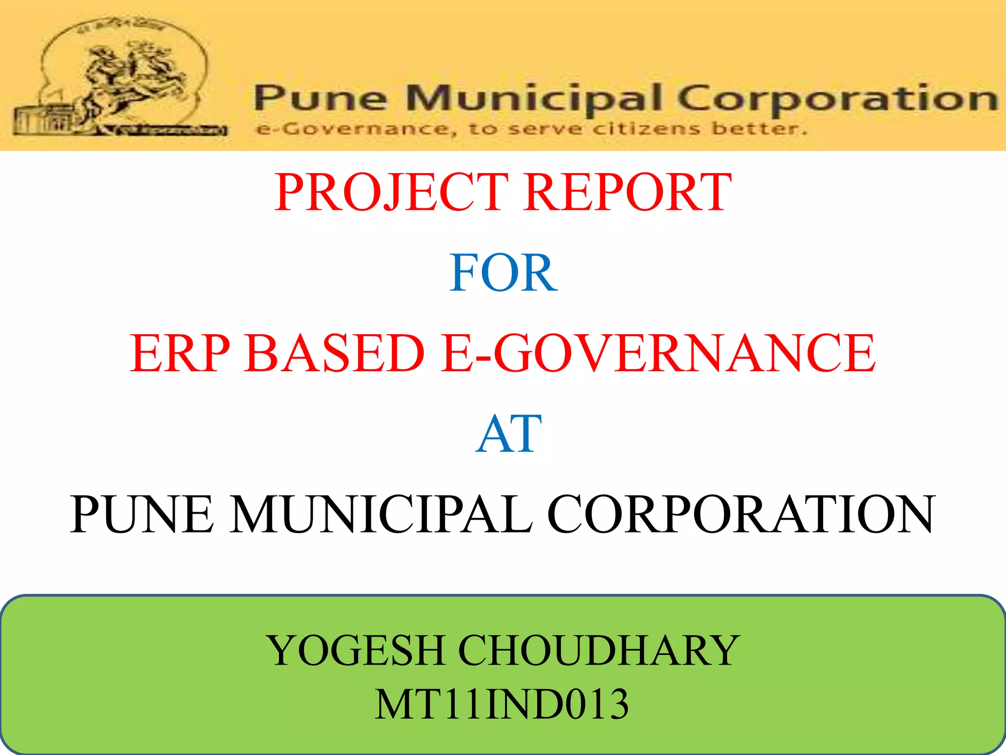 pune muncipal corporation project report | PPTX