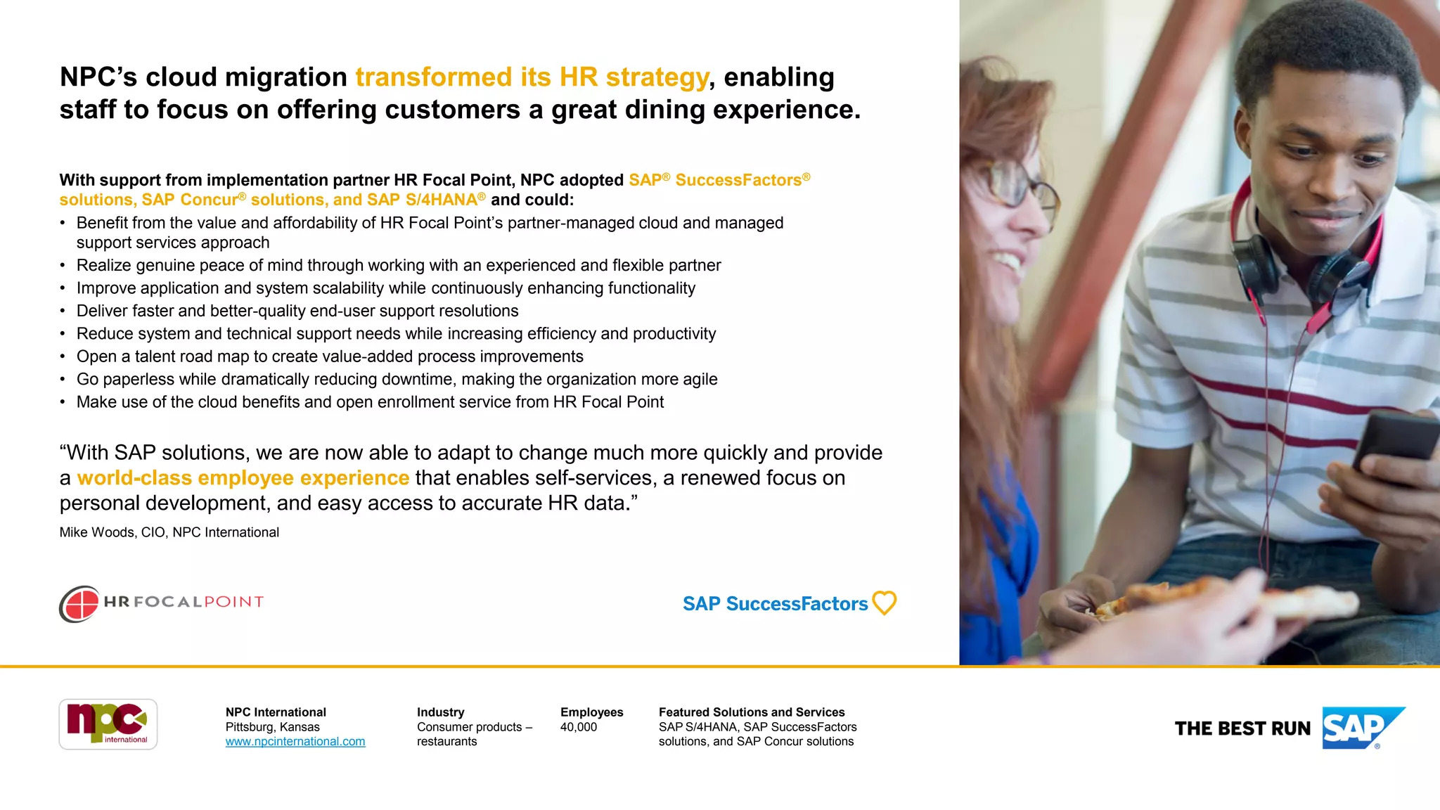 With the support of HR Focal Point, NPC International adopted SAP ...