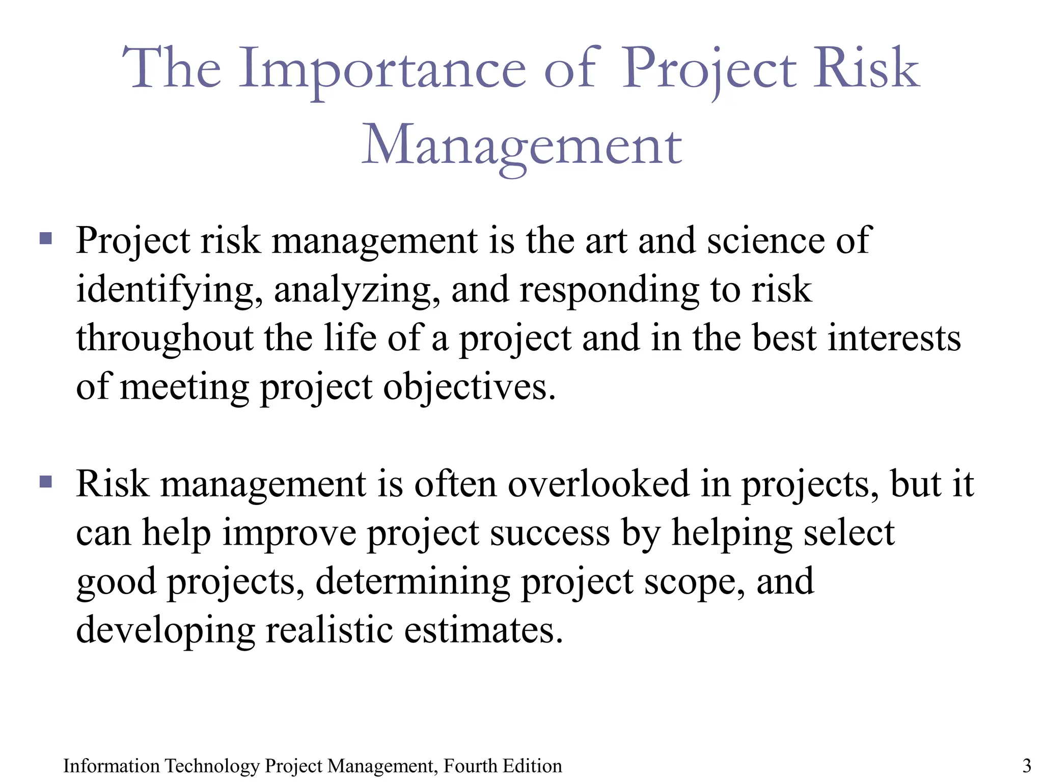 presentation project risk management description | PPT