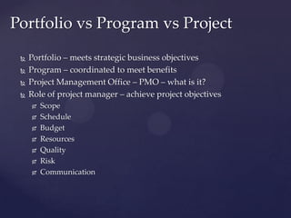 Project Management Class ( based on PMBOK) - Day 1 | PPT