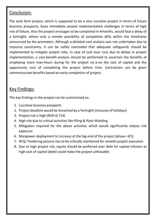 Project Management Report for Tank Farm | PDF