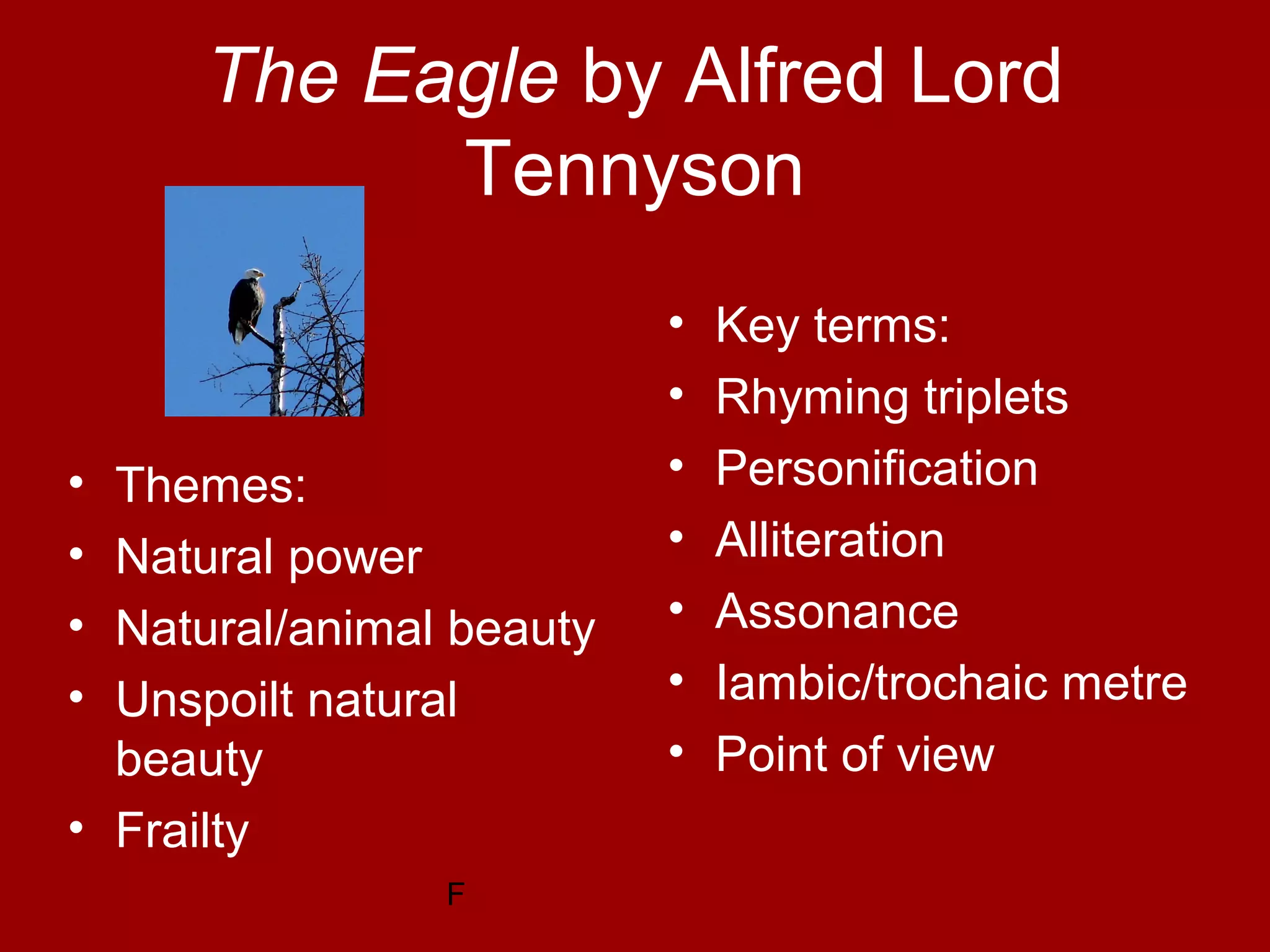 P mc the eagle by alfred lord tennyson | PPT | Poetry | Books and Literature