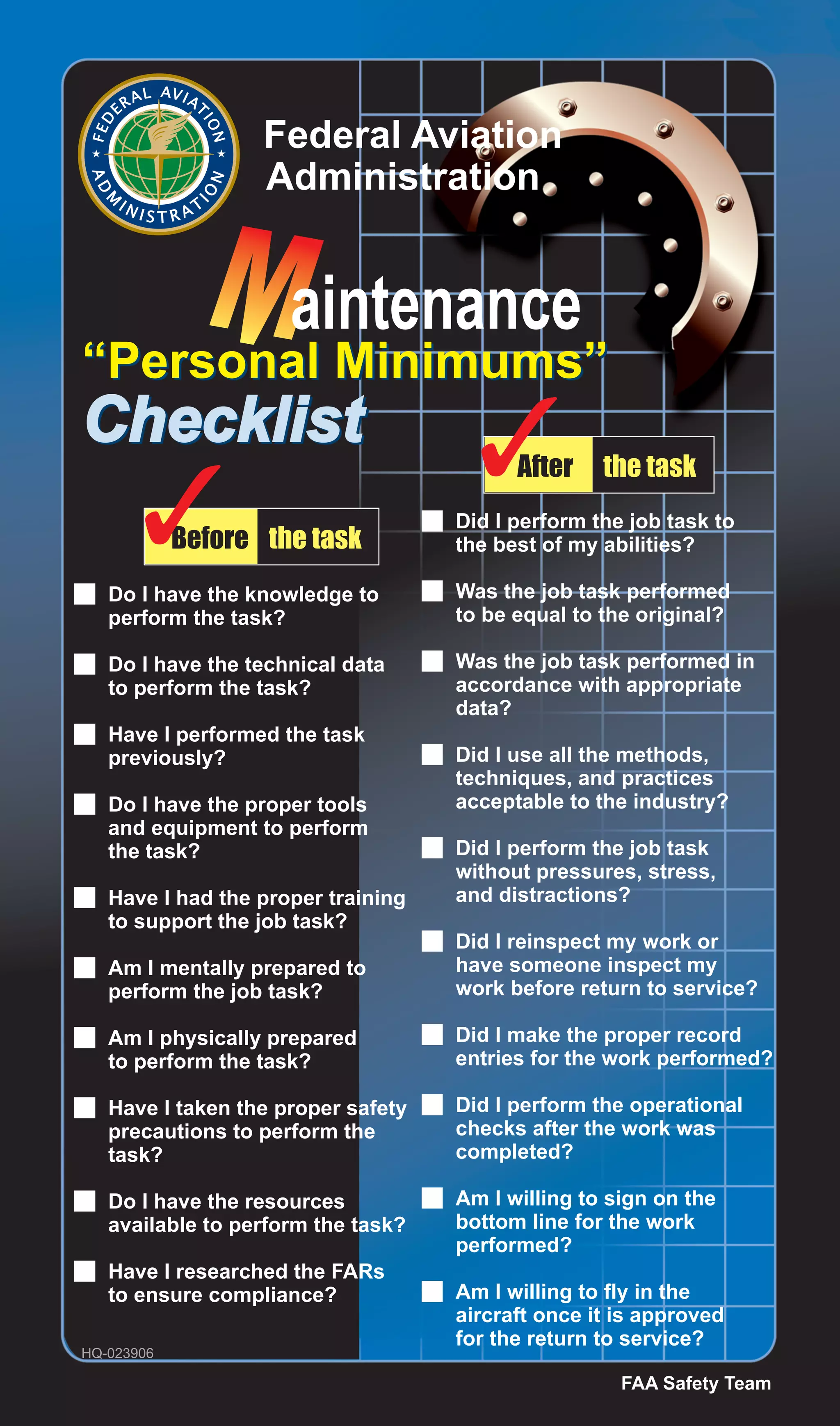 Personal Minimums for Aircraft Maintenance | PDF