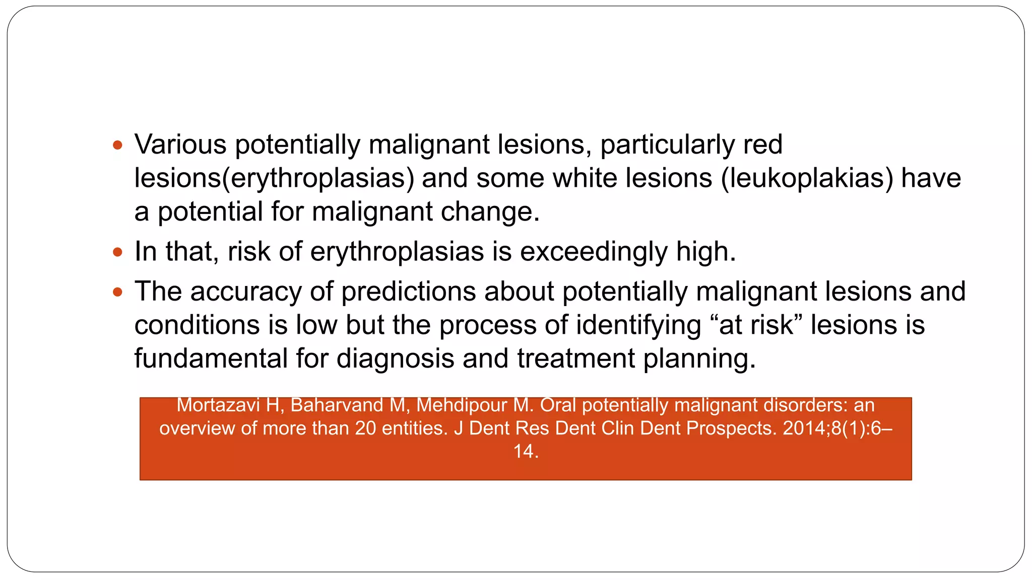 POTENTIALLY MALIGNANT DISORDER | PPTX