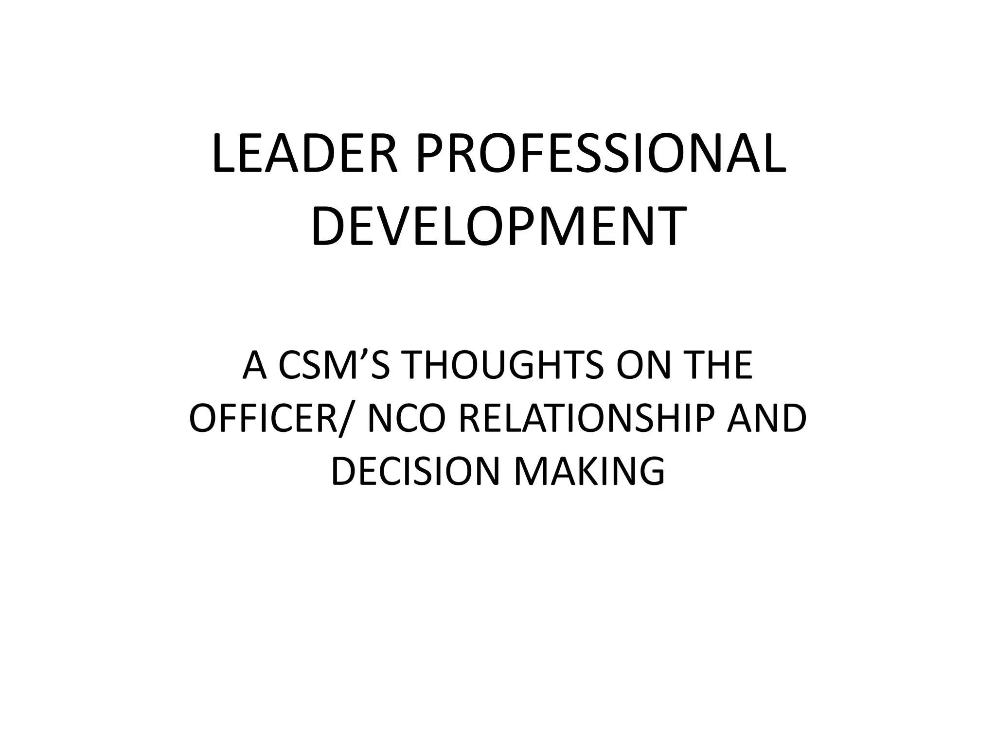 PME - OFFICER AND NCO RELATIONSHIP DEFIN | PPTX
