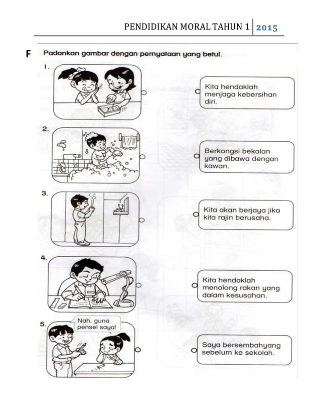 peperiksaan akhir tahun pendidikan moral tahun 1