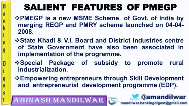 PMEGP Scheme प्रधानमंत्री रोजगार सृजन कार्यक्रम | PPTX