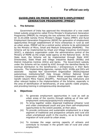 Pmegp scheme guidelines | PDF