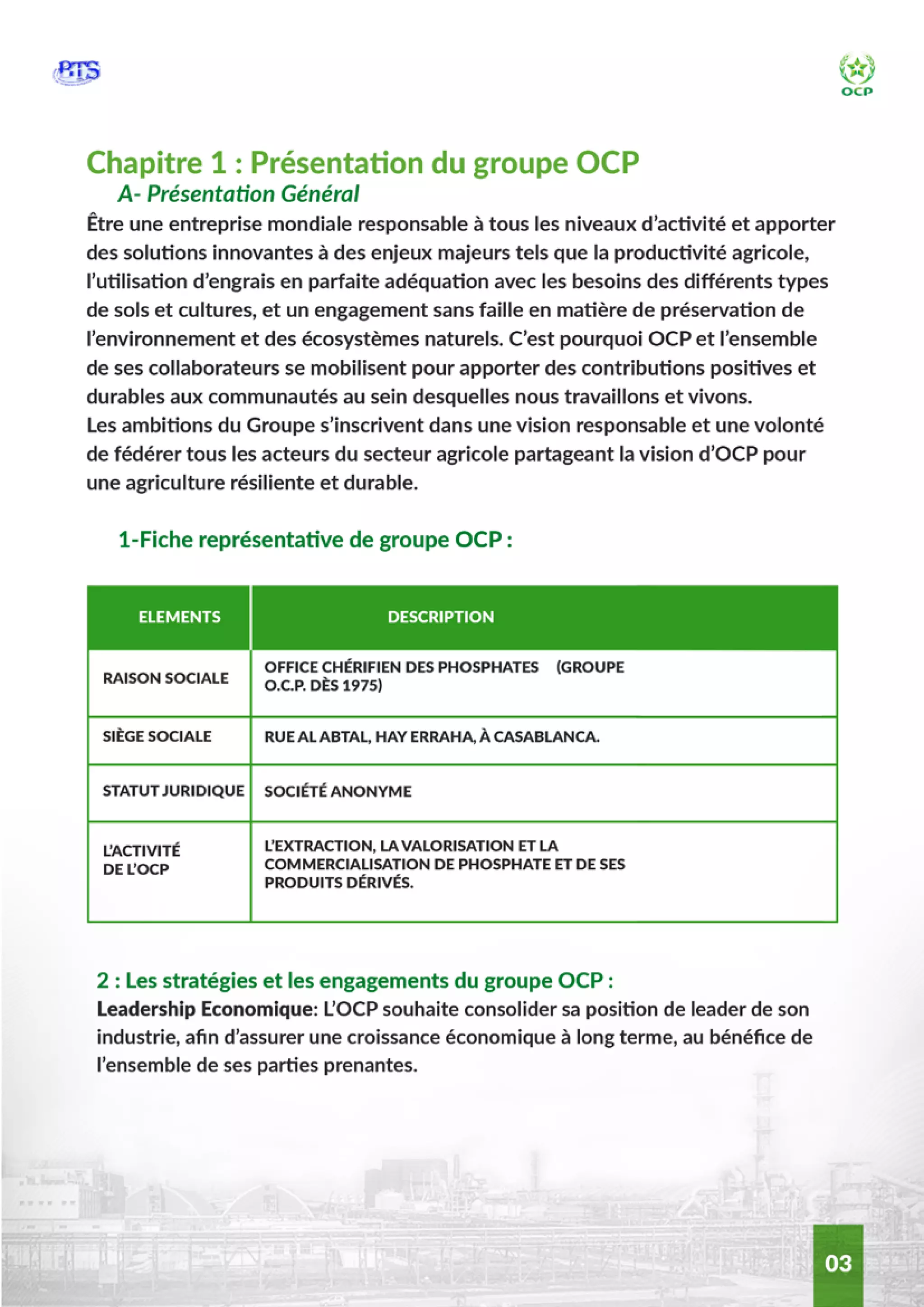 rapport de stage ocp | PDF