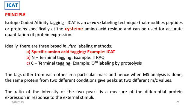 Peptide Mass Fingerprinting (PMF) and Isotope Coded Affinity Tags (ICAT ...