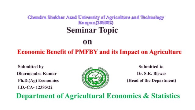 PMFBY , Pradhan Mantri Fasal bima yojna | PPTX