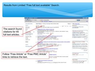 Finding Free Full-text PubMed Central Articles in PubMed | PPT