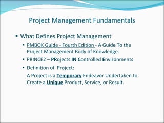 Project Mgmt Fundamentals | PPT