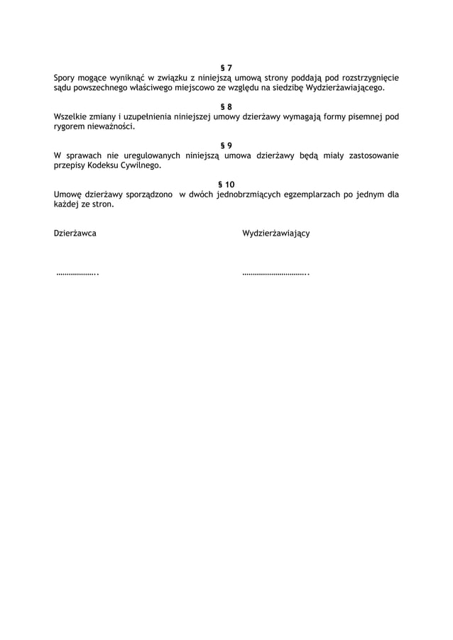 Umowa dzierżawy parkingów przy plażach w Gdańsku | PDF