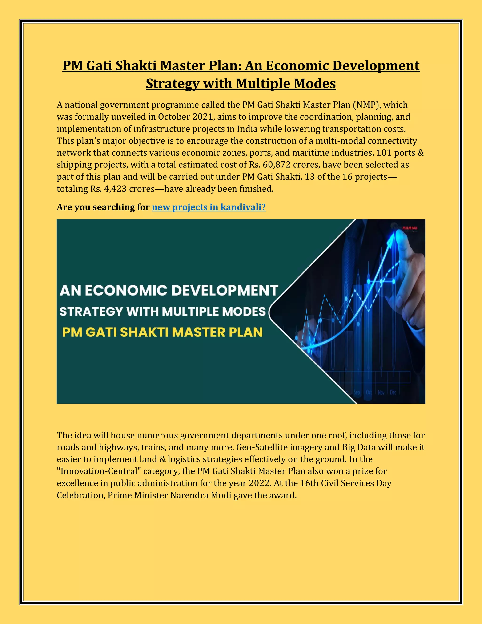 PM Gati Shakti Master Plan- An Economic Development Strategy with ...