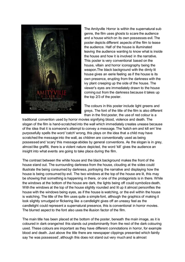 Poster Analysis 3 | DOCX | Horror | Genres