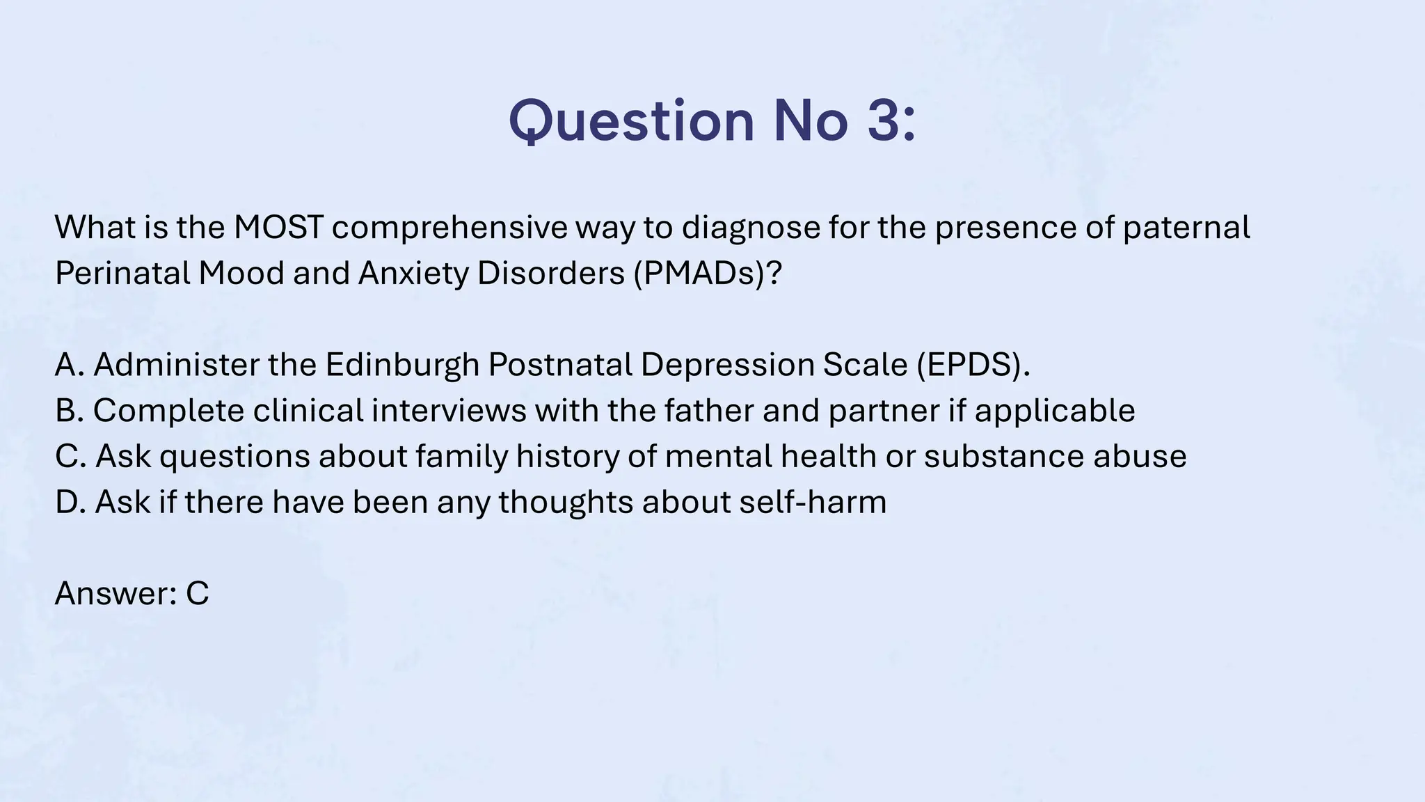 PMH-C Exam Questions | Perinatal Mental Health | PDF